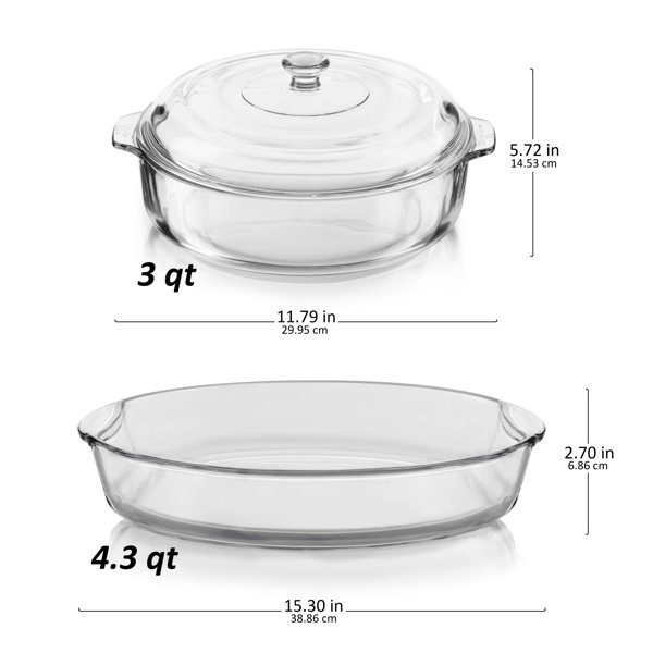 Libbey Baker's Basics 2-Piece Glass Casserole Baking Dish Set With 1 Glass Cover & Reviews | Wayfair